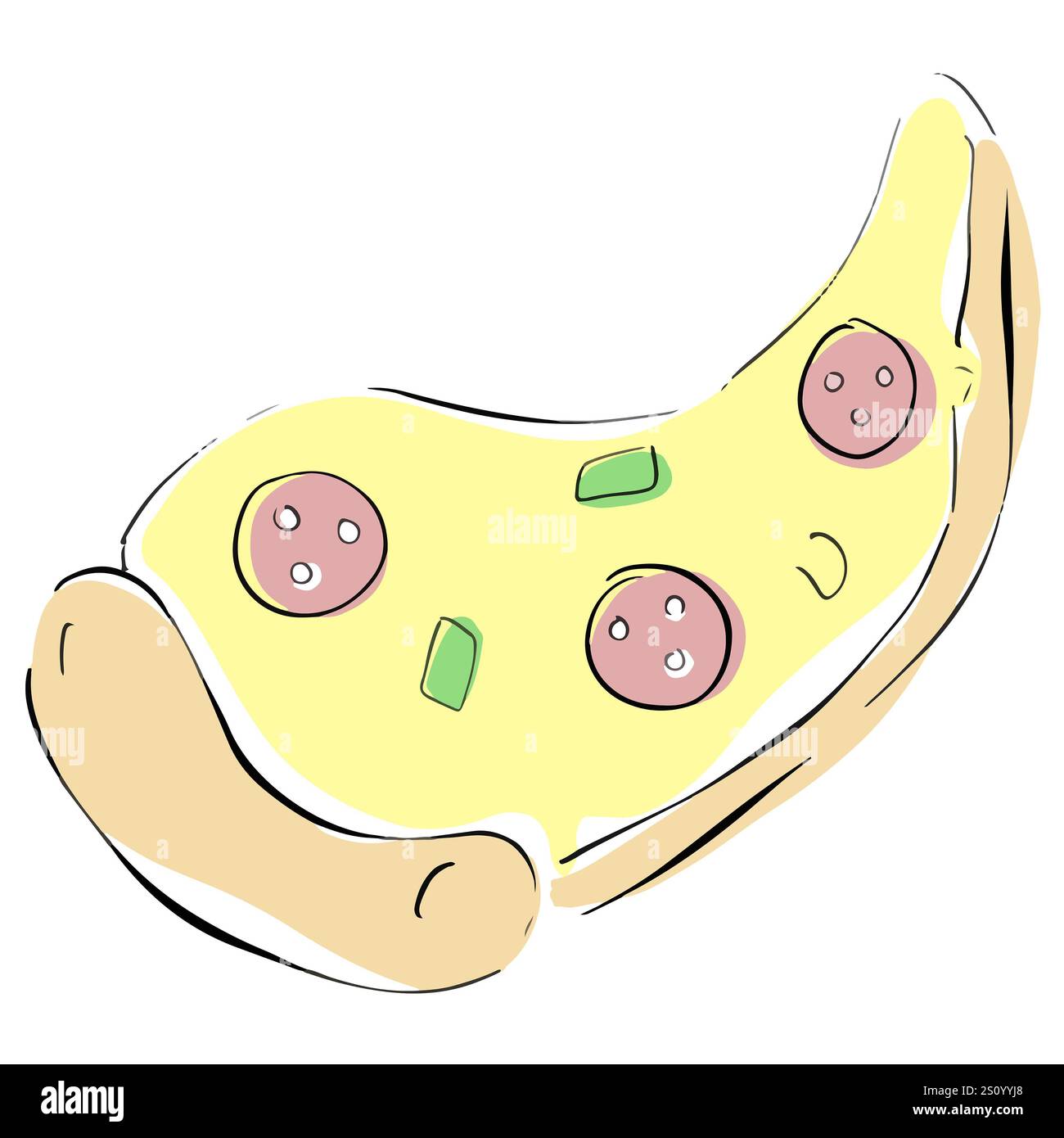 Cartoon Cheesy Pizza Slices Vector Stock Photo - Alamy