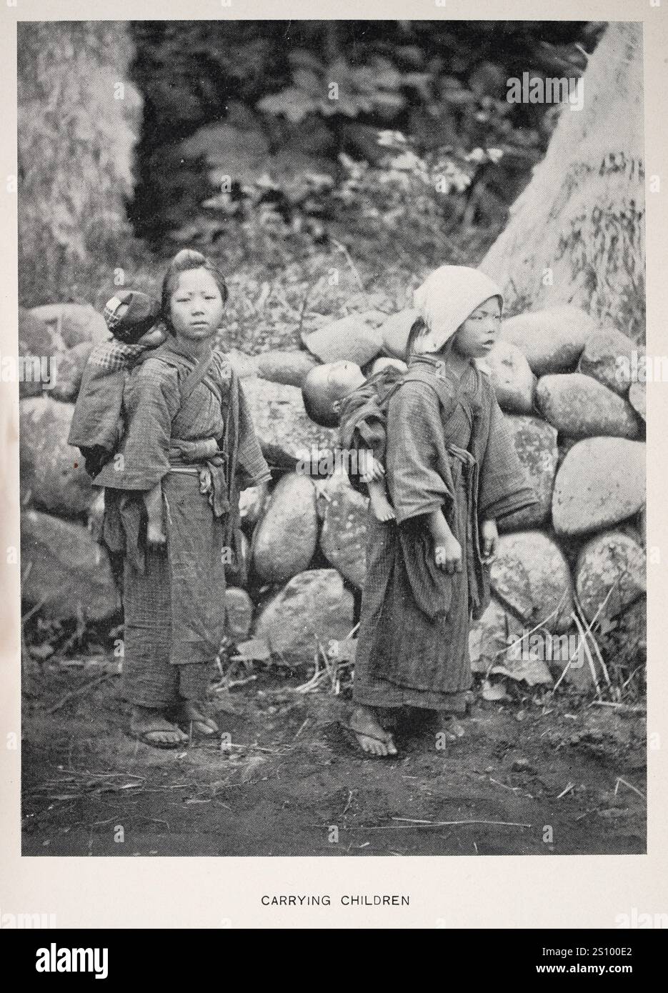 History of Japan, Japanese young children carrying babies on their ...