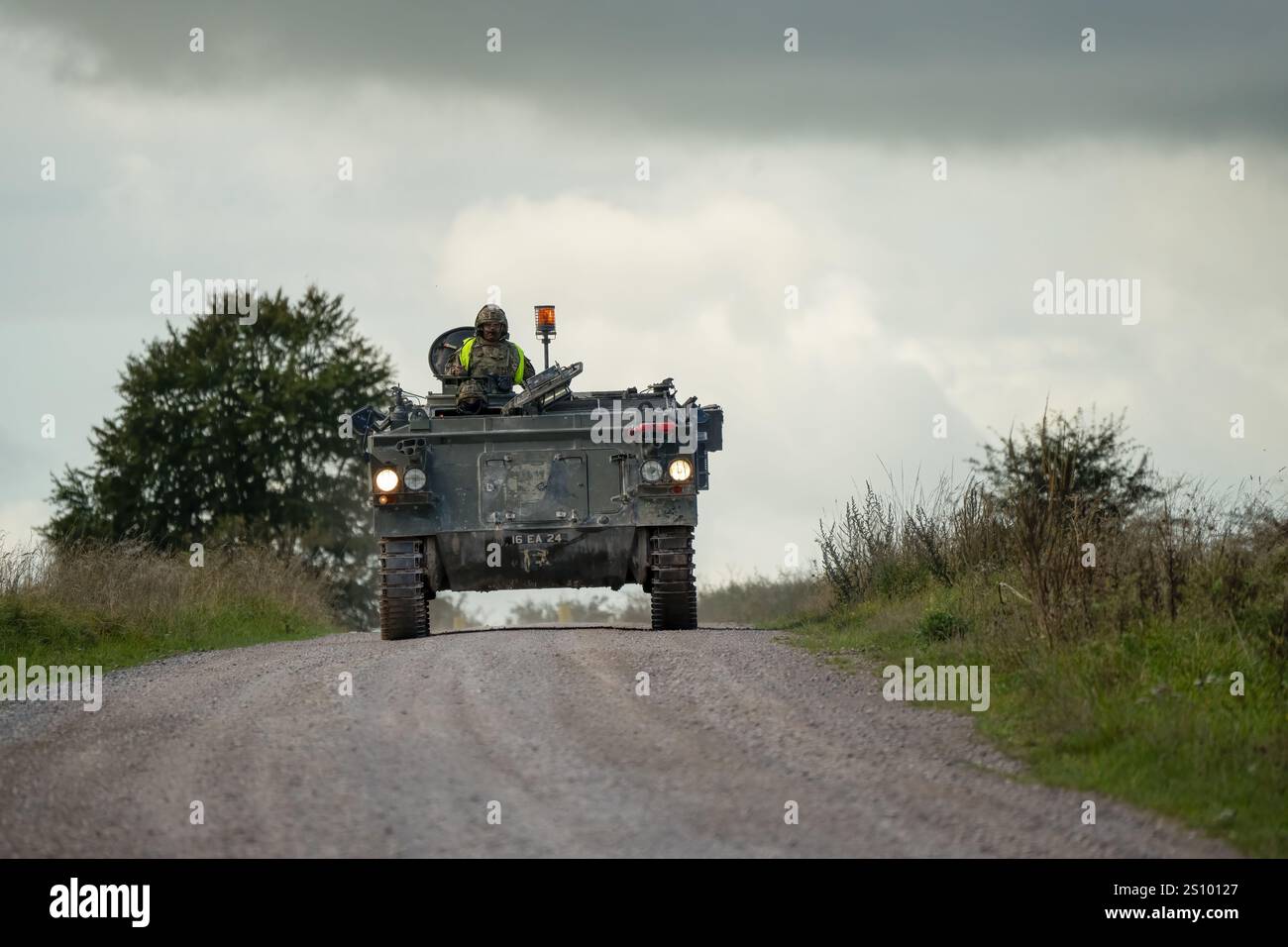 soldier commanding a british army training Bulldog FV432 tank in action ...