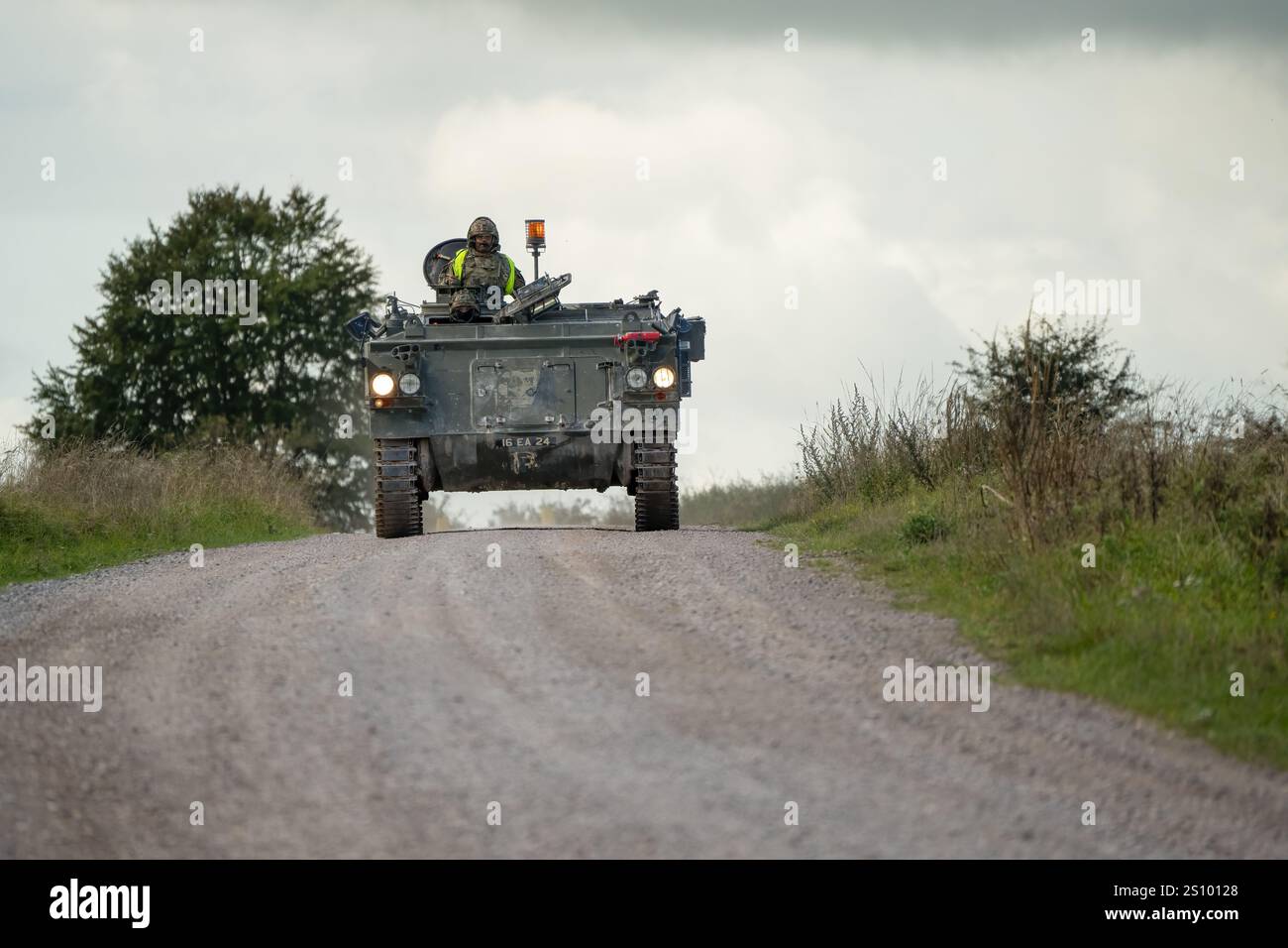 soldier commanding a british army training Bulldog FV432 tank in action ...