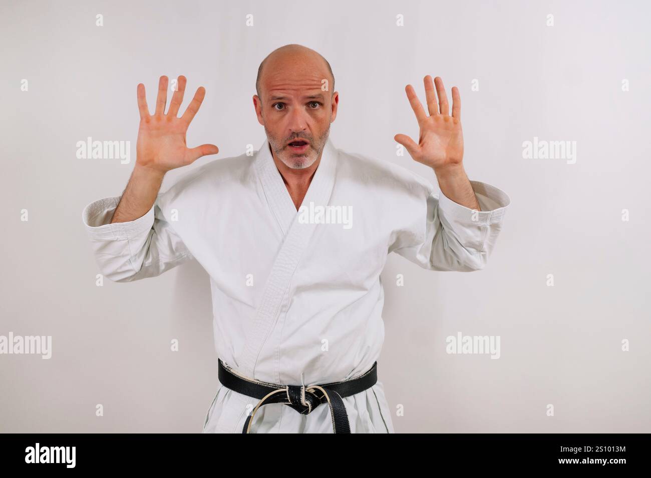Karate master showing his hands Stock Photo - Alamy