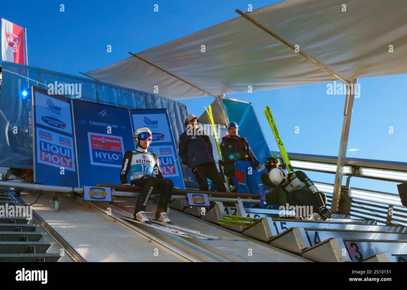 Simon Ammann, SUI in flight action at the 73. Four Hills Tournament Ski ...