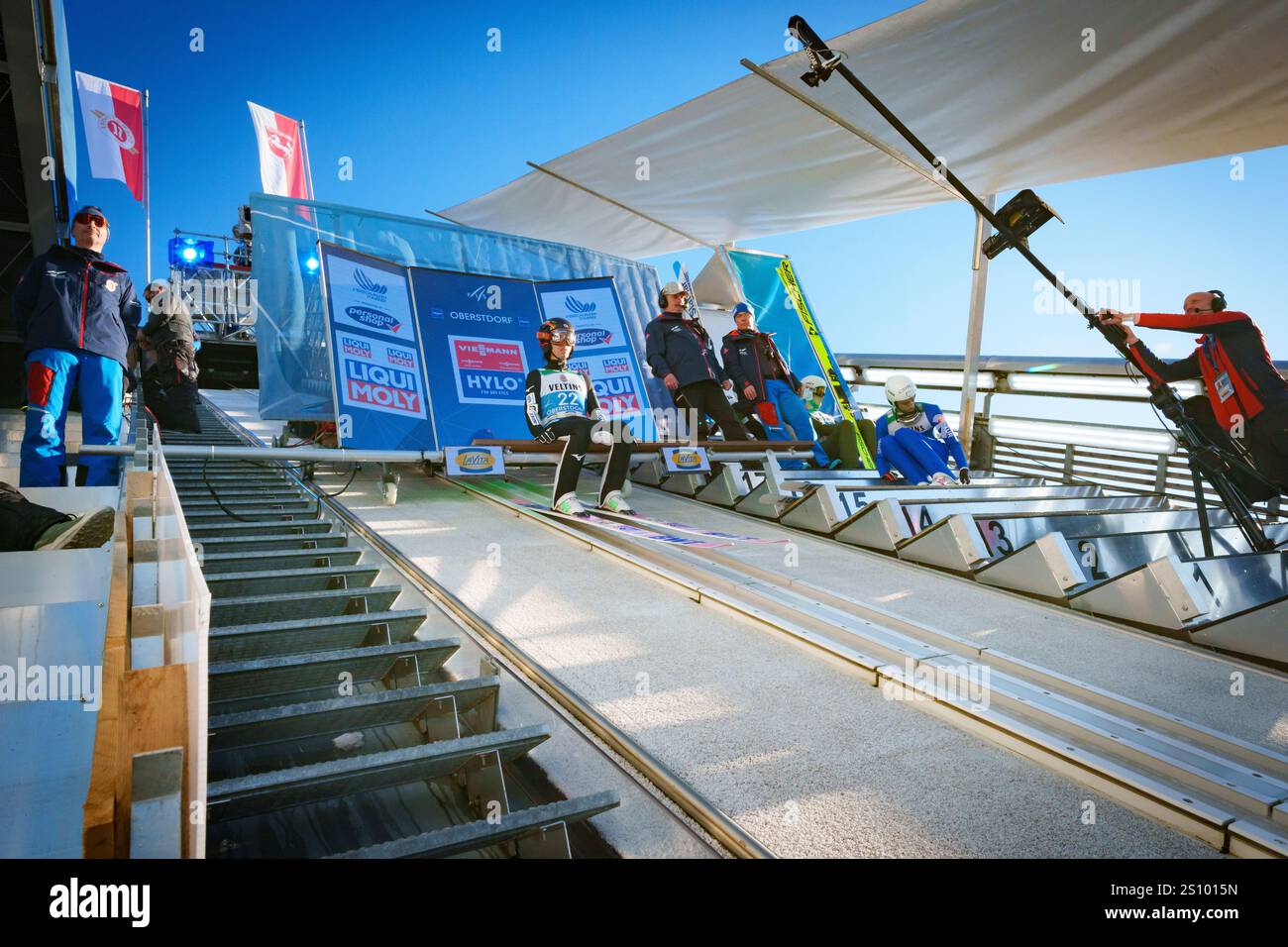 in flight action at the 73. Four Hills Tournament Ski Jumping on Dec 28 ...