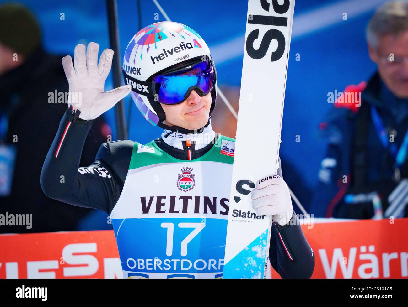 Simon Ammann, SUI in flight action at the 73. Four Hills Tournament Ski ...