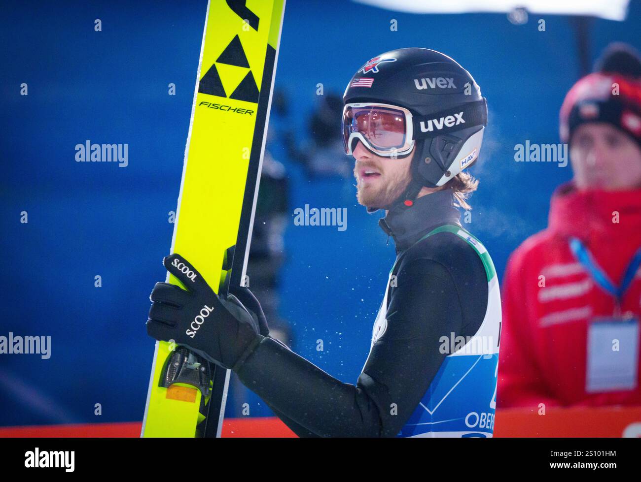 Kevin Bickner, USA in flight action at the 73. Four Hills Tournament ...