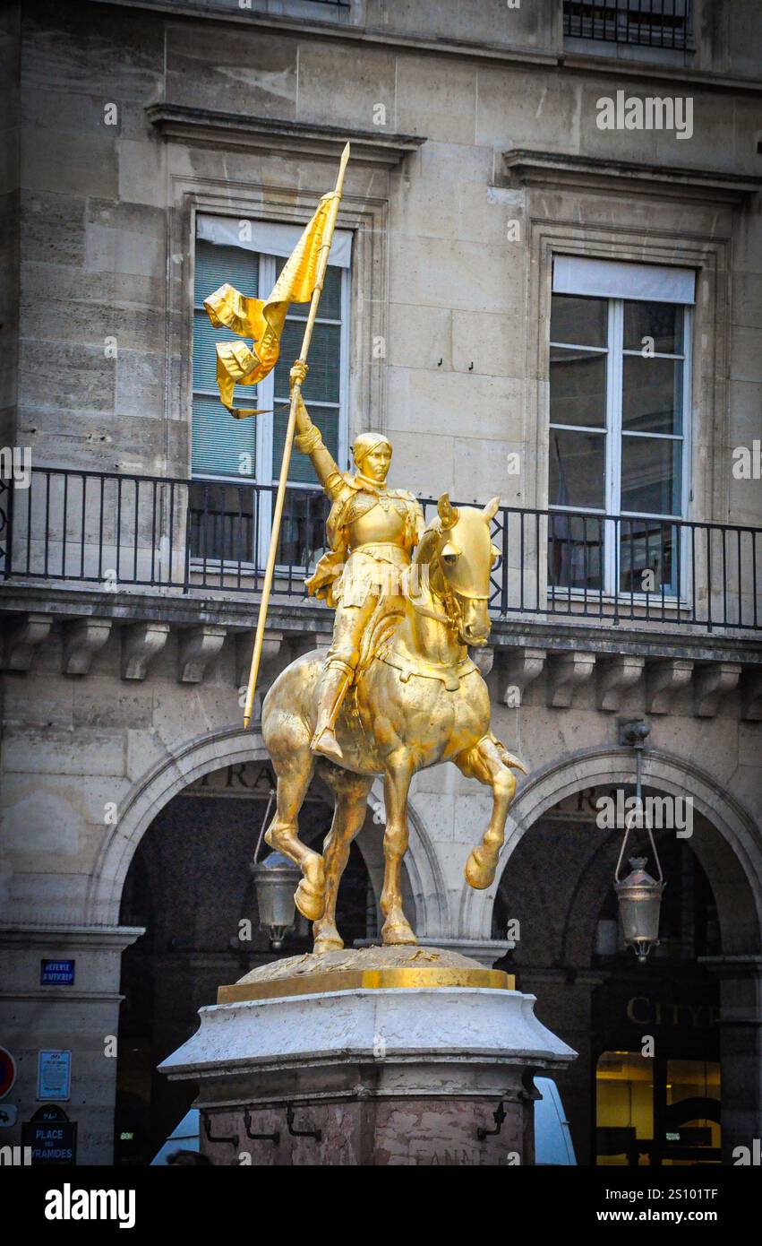 Golden Majesty: Equestrian statue of the French heroine Joan of Arc ...