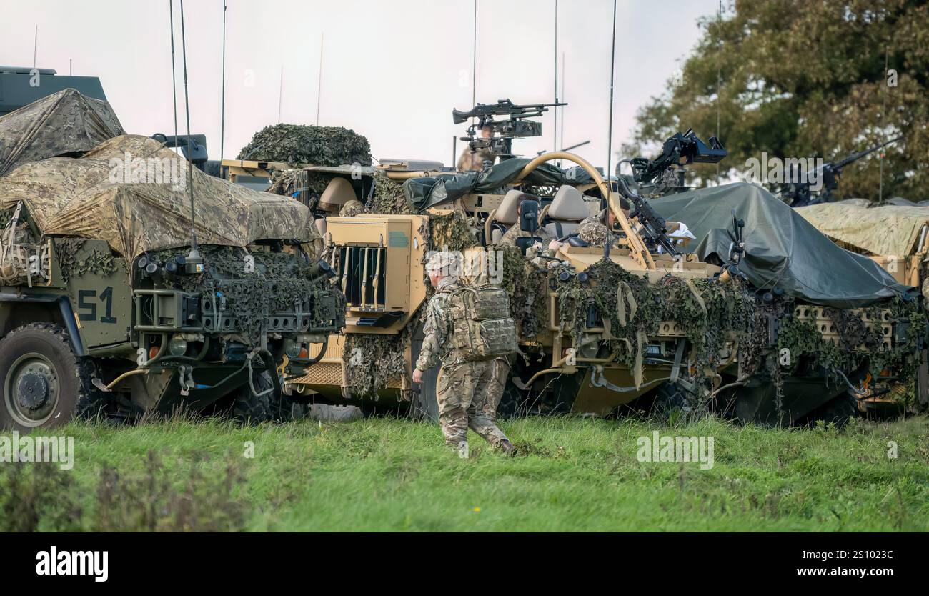 a division of British army cavalry and armoured brigades assembled in a ...