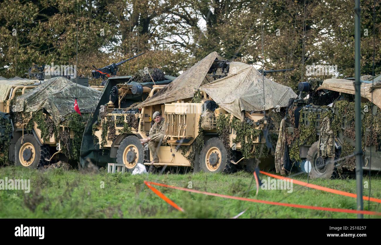 a division of British army cavalry and armoured brigades assembled in a ...
