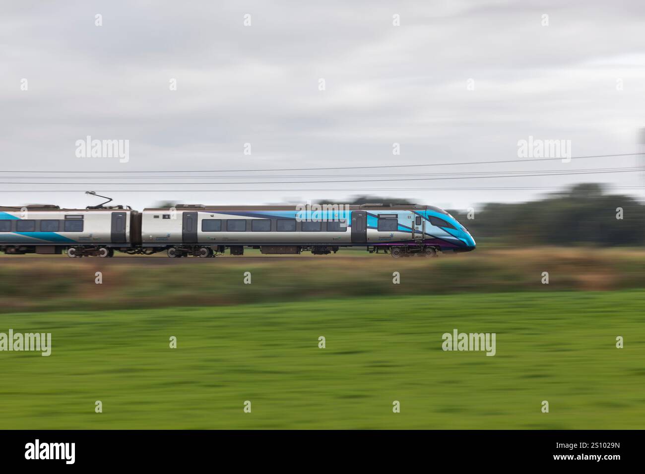 Transpennine Express CAF class 397 electric train 397008 at speed on ...