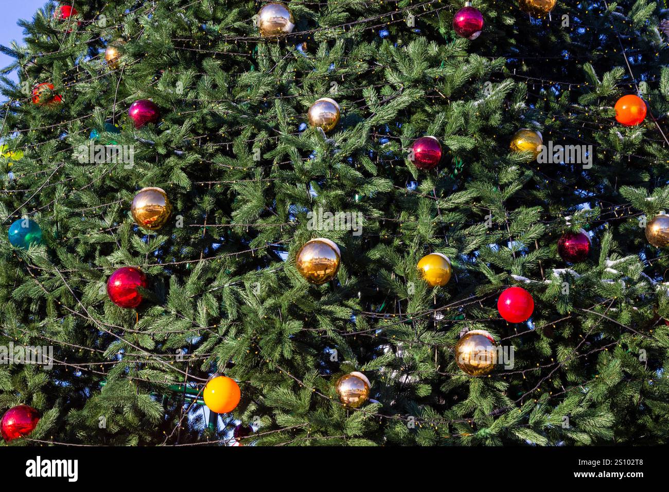 Christmas tree decorated bright snow hi-res stock photography and ...