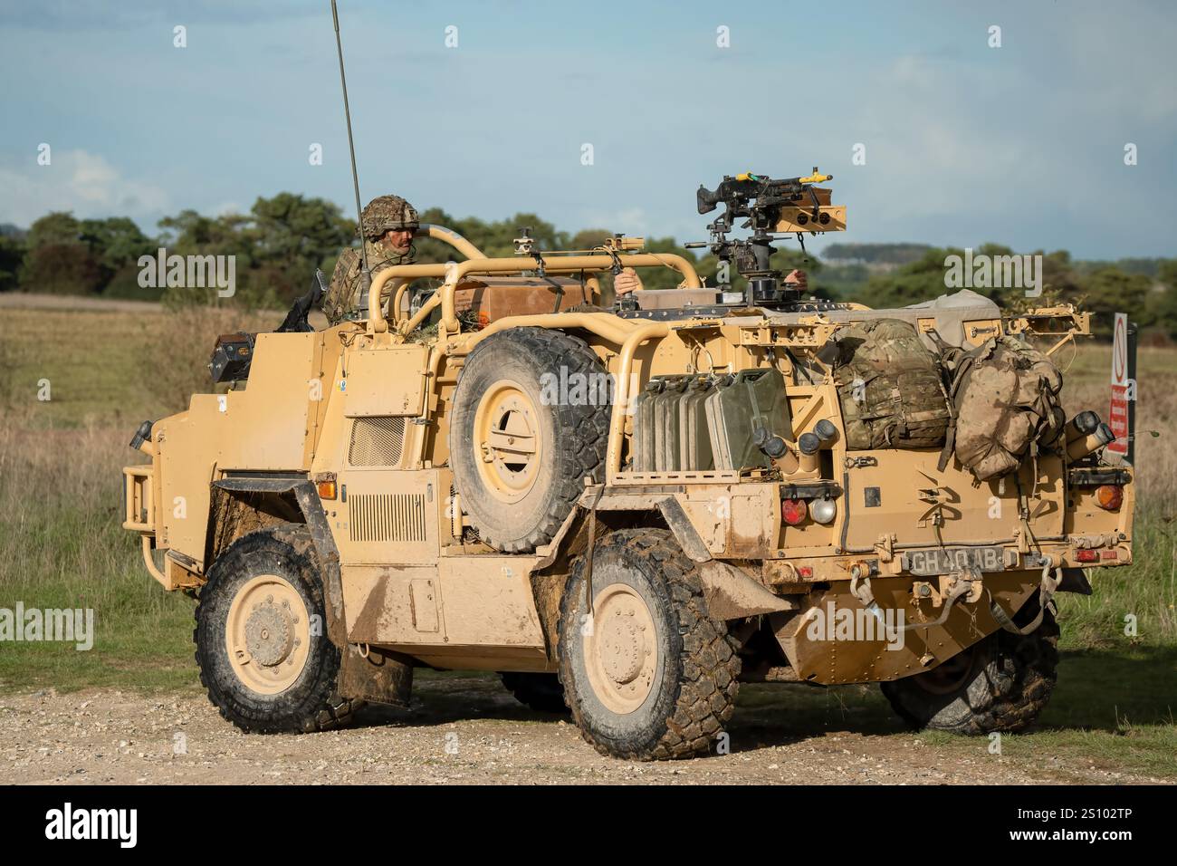 a British army Supacat Jackal 4x4 vehicle in action on a military ...