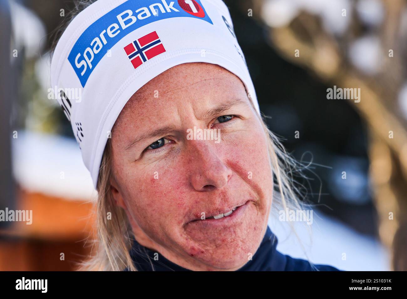 Toblach, Italy 20241230. Astrid Oyre Slind during the media meeting at ...
