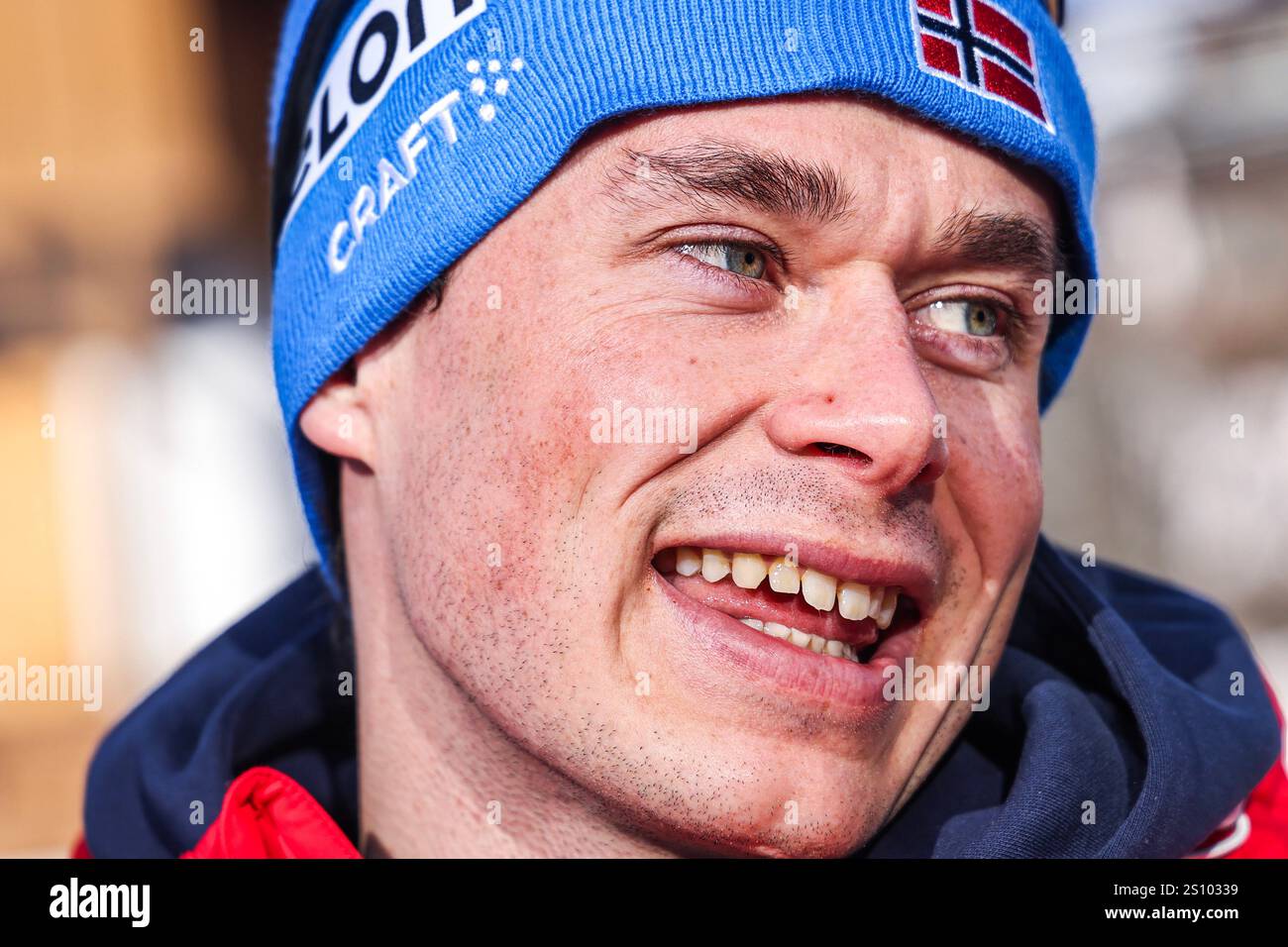 Toblach, Italy 20241230. Harald Ostberg Amundsen during the media meeting at the hotel where the ...