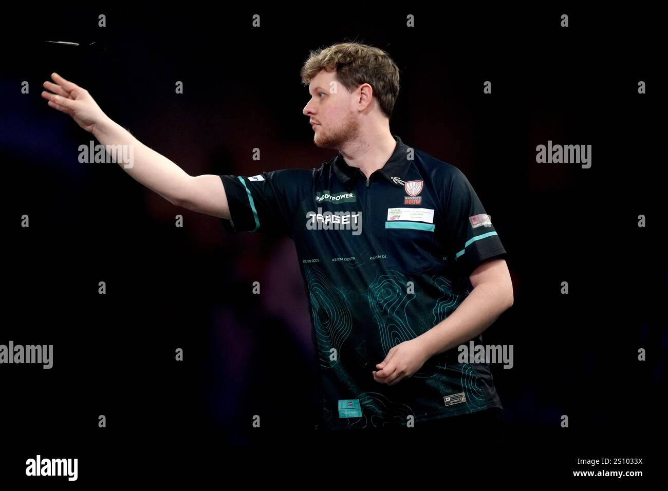 Kevin Doets during his match against Chris Dobey during day thirteen of ...