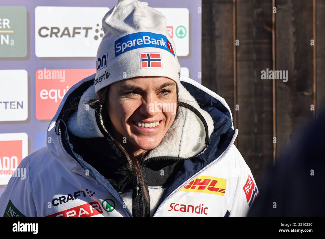 Toblach, Italy 20241230. Heidi Weng during the media meeting at the ...