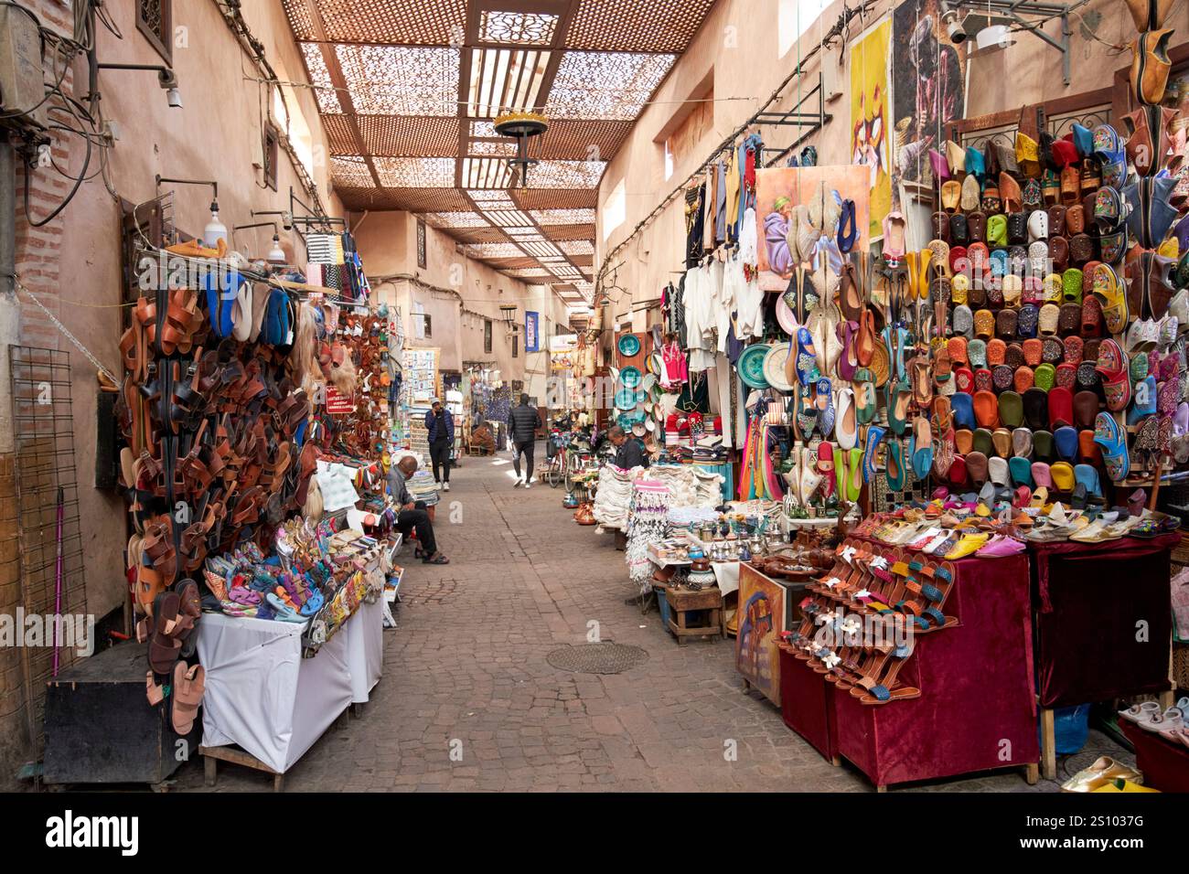 stalls displaying leather goods pottery and tourist souvenirs at the ...