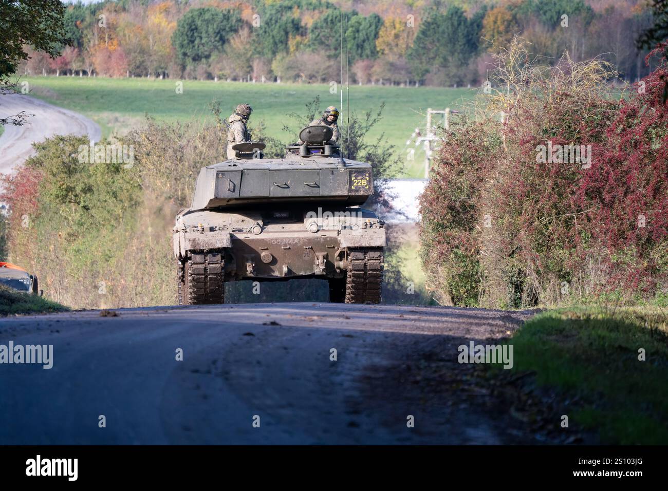 British army FV4034 Challenger 2 ii main battle tank in action on a ...