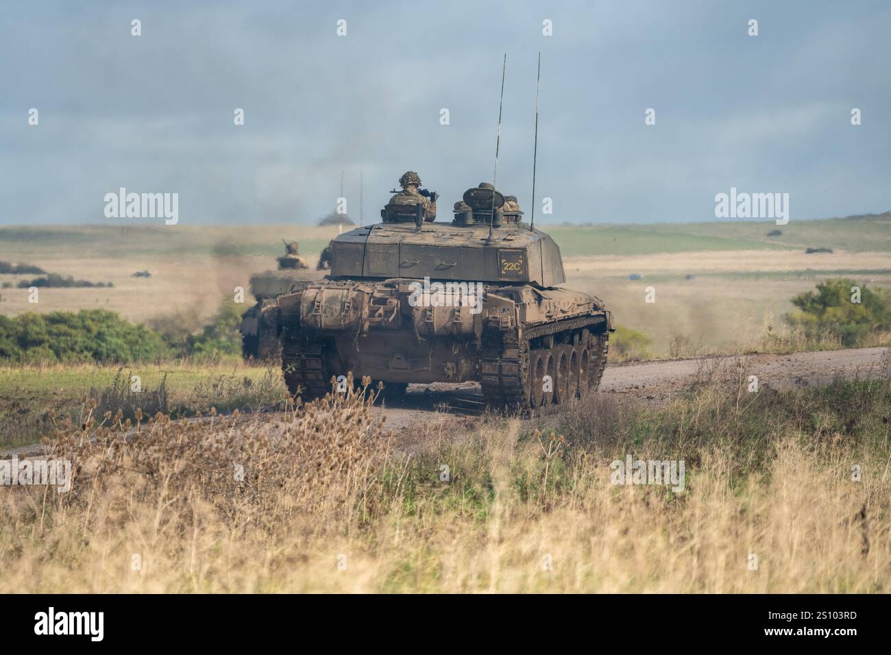 a pair of British army FV4034 Challenger 2 ii main battle tanks in ...
