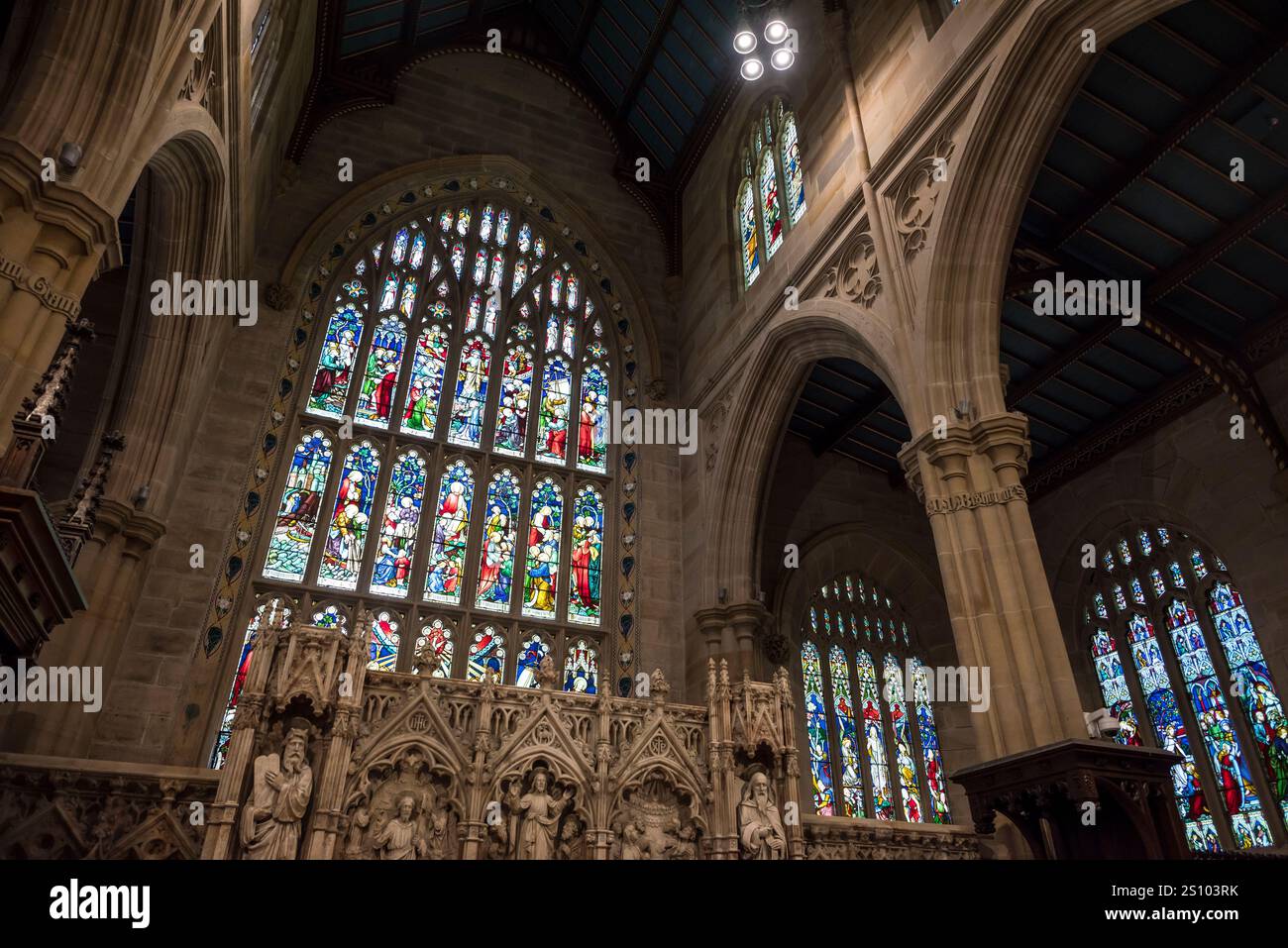 Stained glass windows in St Andrew's Cathedral, Anglican church built ...