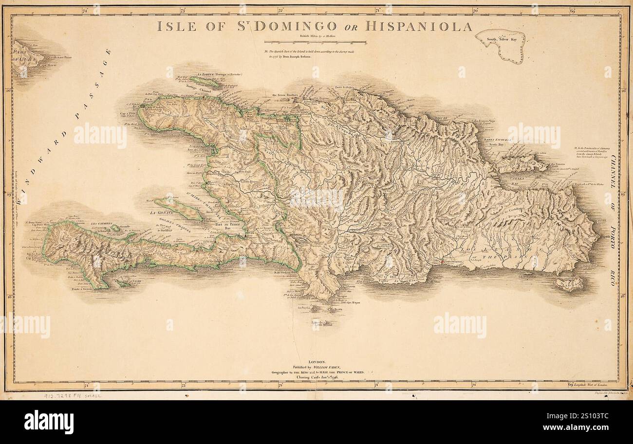 Map of Isle of St. Domingo or Hispaniola, Includes Haiti and Dominican ...