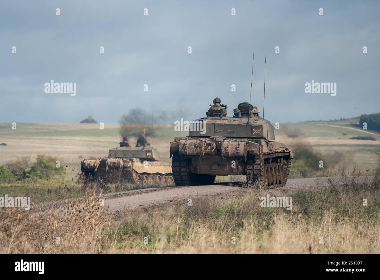 a pair of British army FV4034 Challenger 2 ii main battle tanks in ...