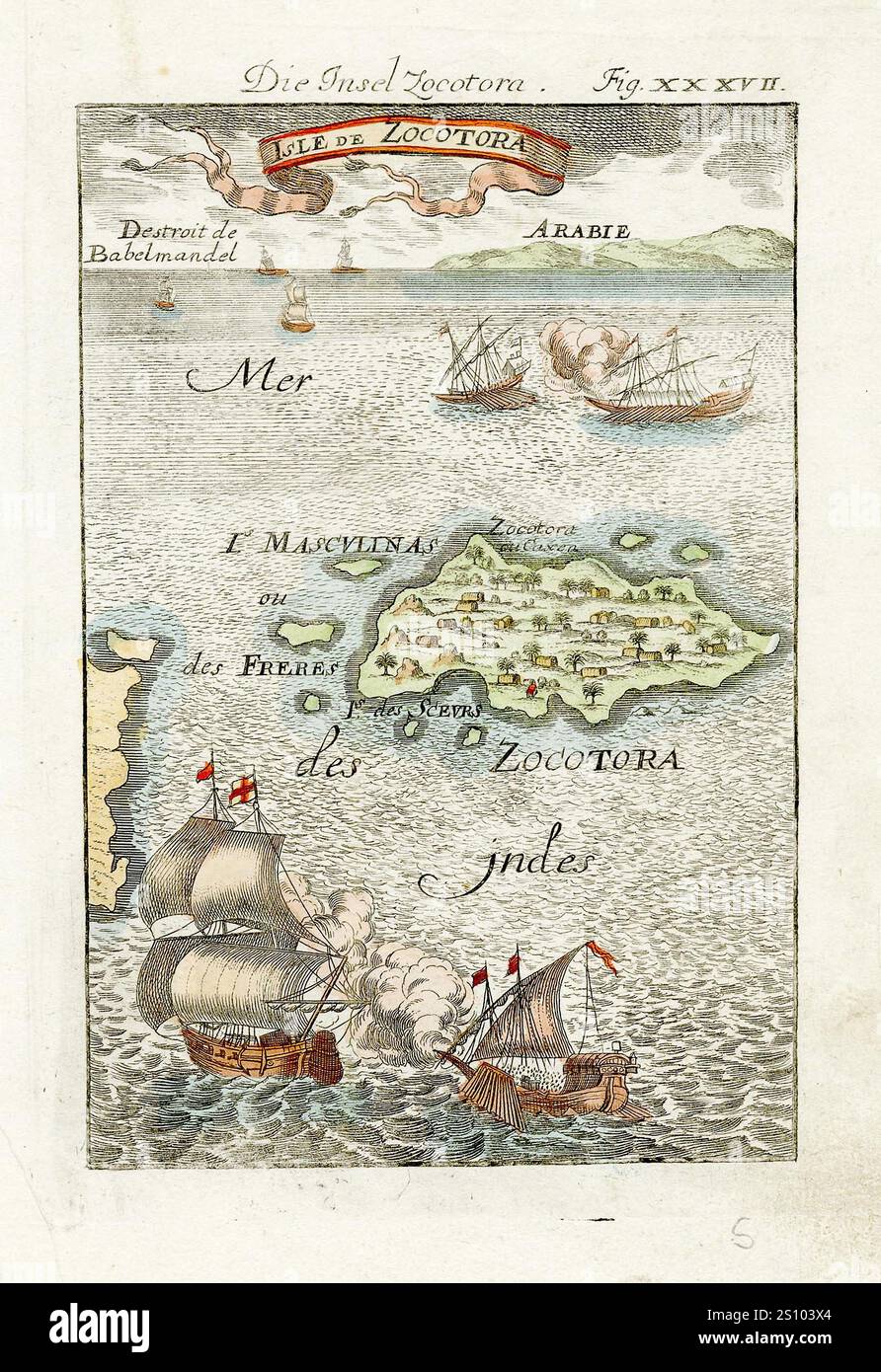Pictorial Map of Isle de Zocotora, 1684. by Allain Manesson Mallet ...