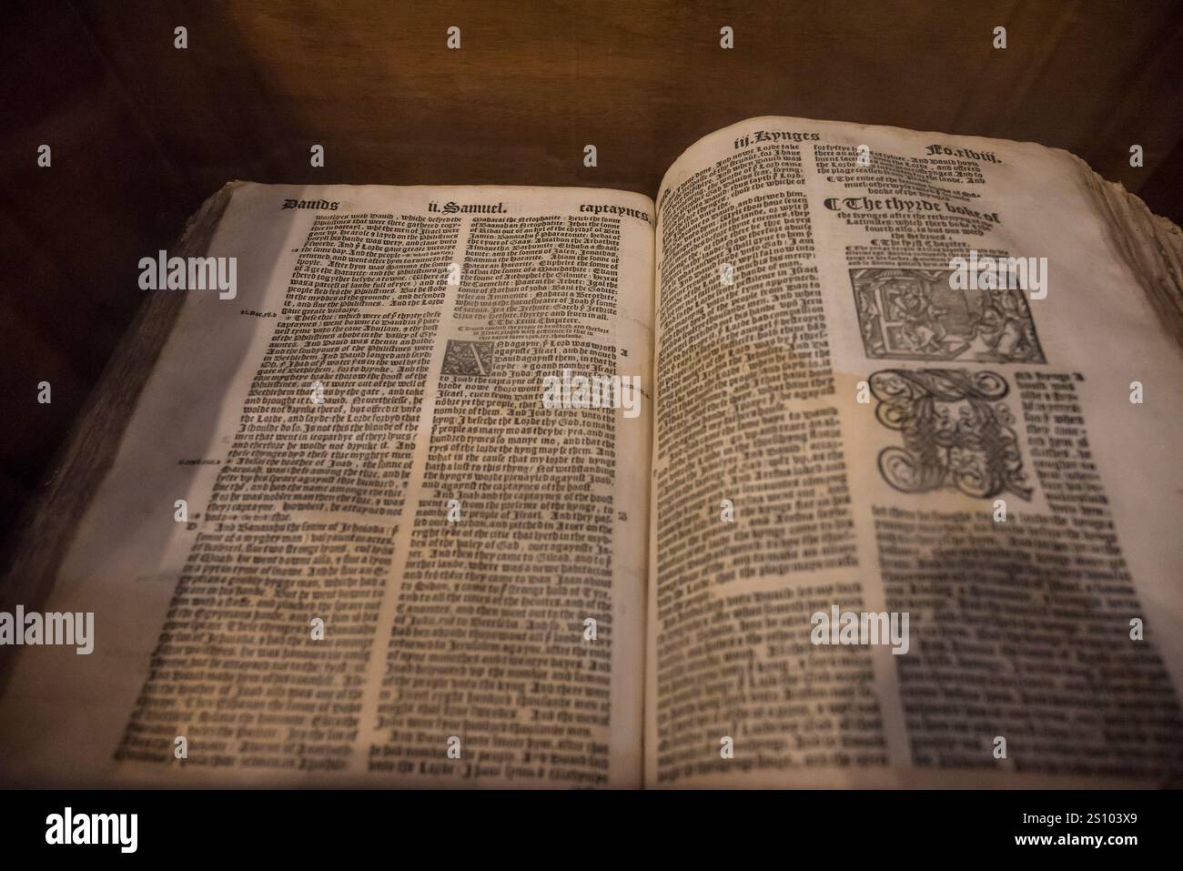 A copy of the Great Bible printed in English in 1539 during Henry the ...