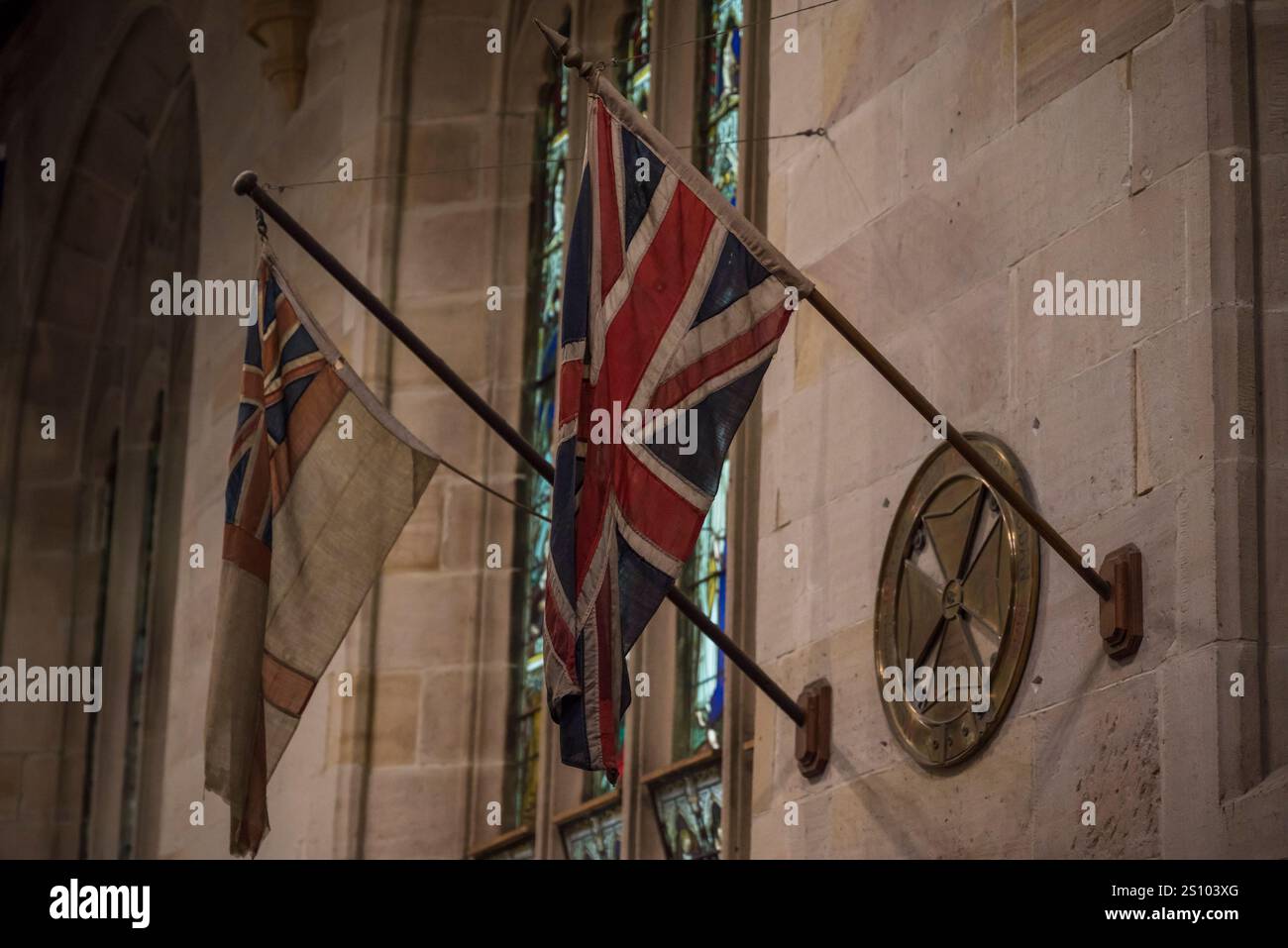 Historical flags, St Andrew's Cathedral, Anglican church built in the ...