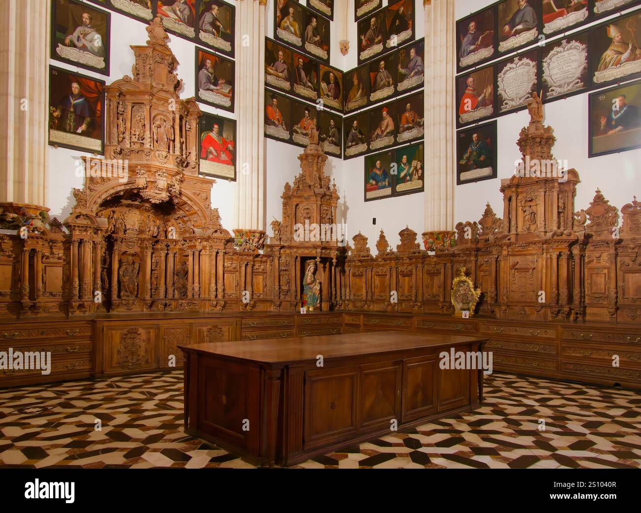 Interior of the Chapel of Saint Catherine with portraits of clergy ...