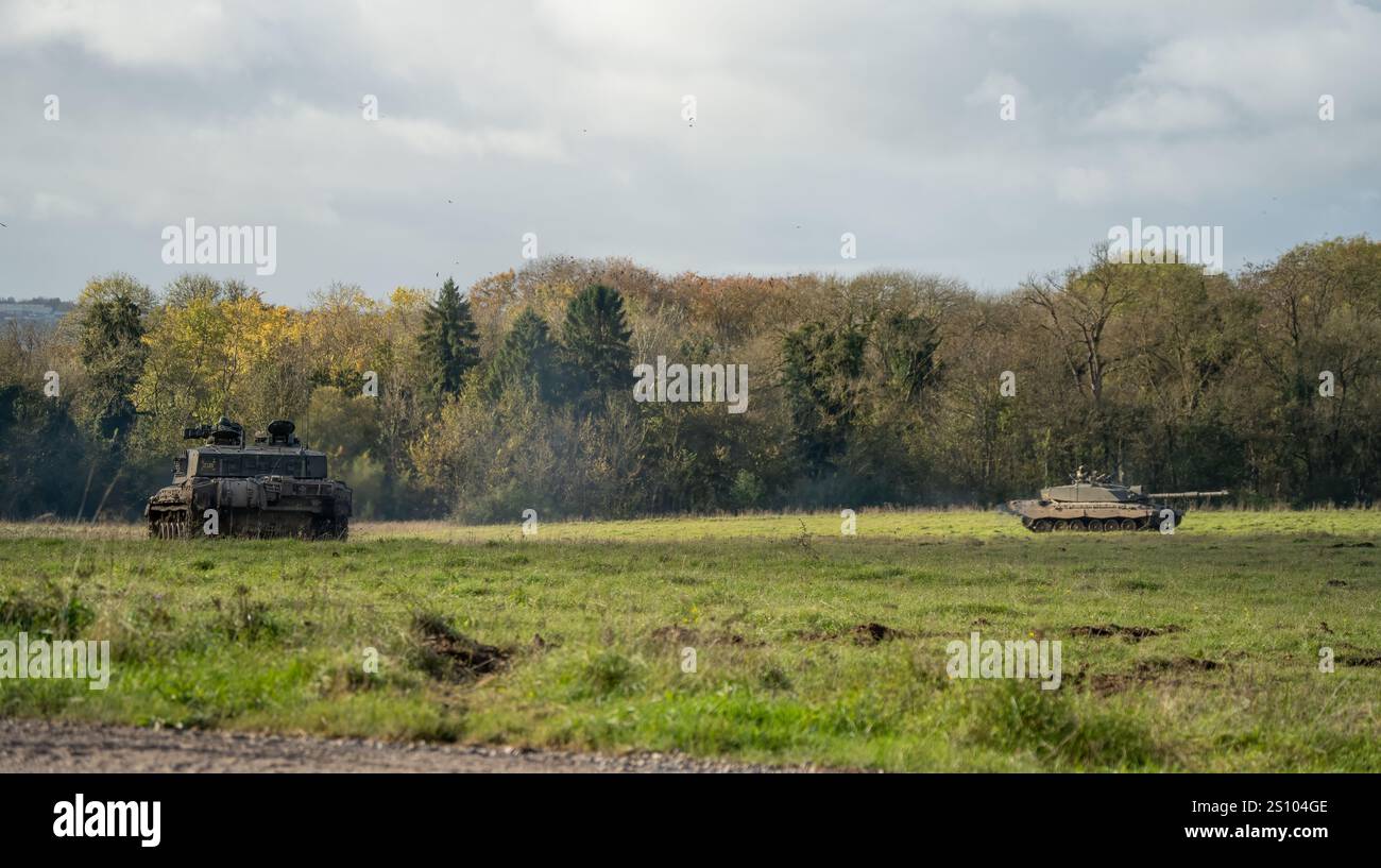 British army FV4034 Challenger 2 ii main battle tanks in action on a ...