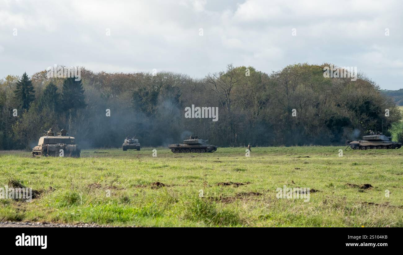 British army FV4034 Challenger 2 ii main battle tanks in action on a ...