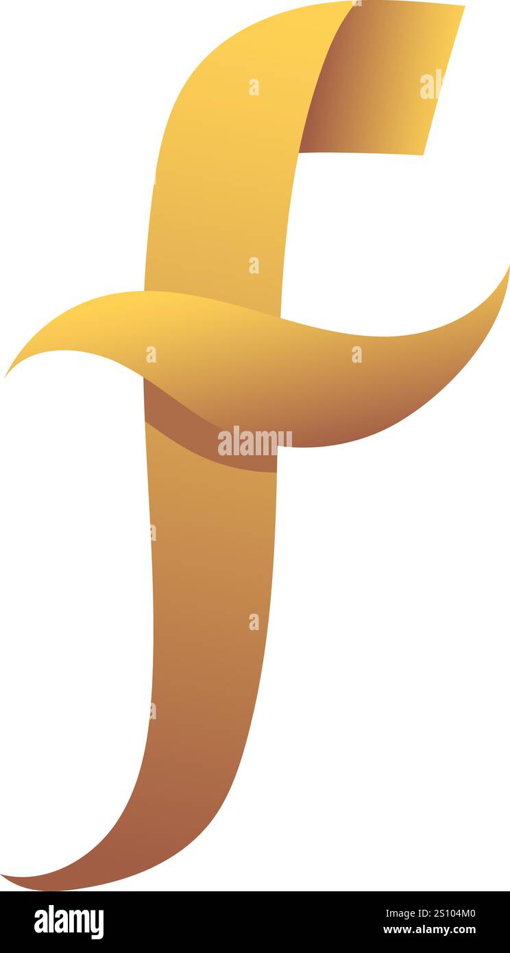 F Letter Logo. Calligraphic style. Golden Stock Vector Image & Art - Alamy