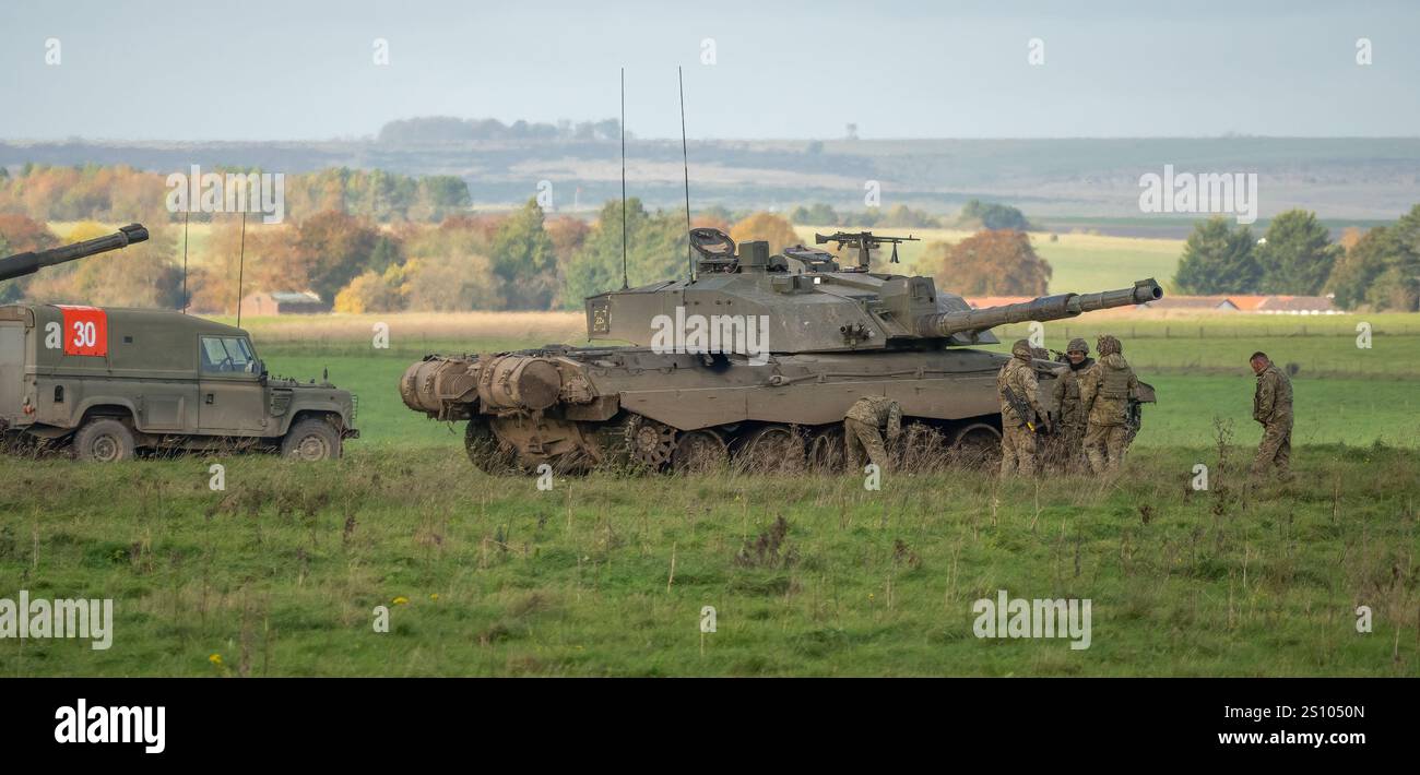 British army FV4034 Challenger 2 ii main battle tanks in action on a ...