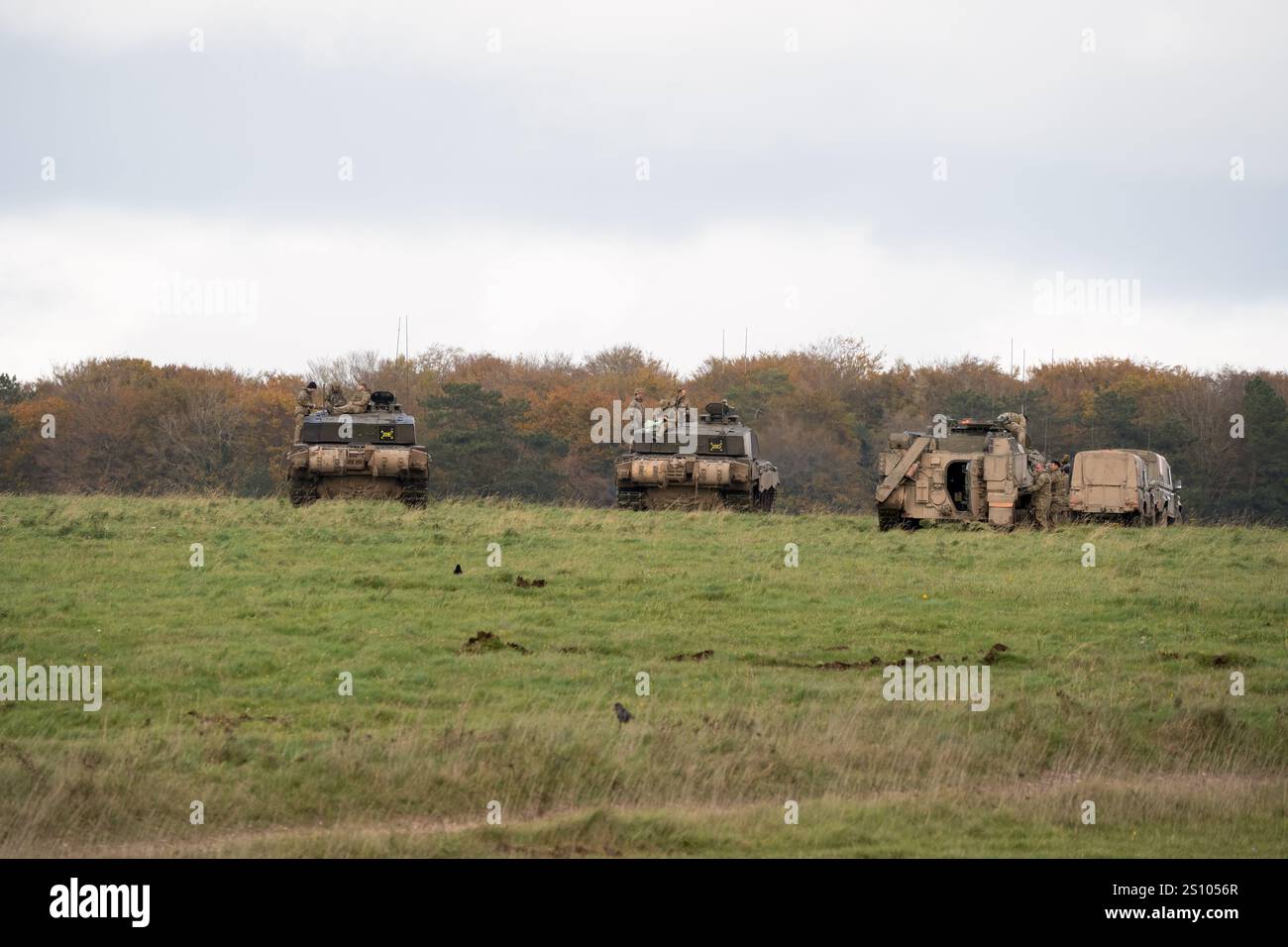 British army FV4034 Challenger 2 ii main battle tanks in action on a ...
