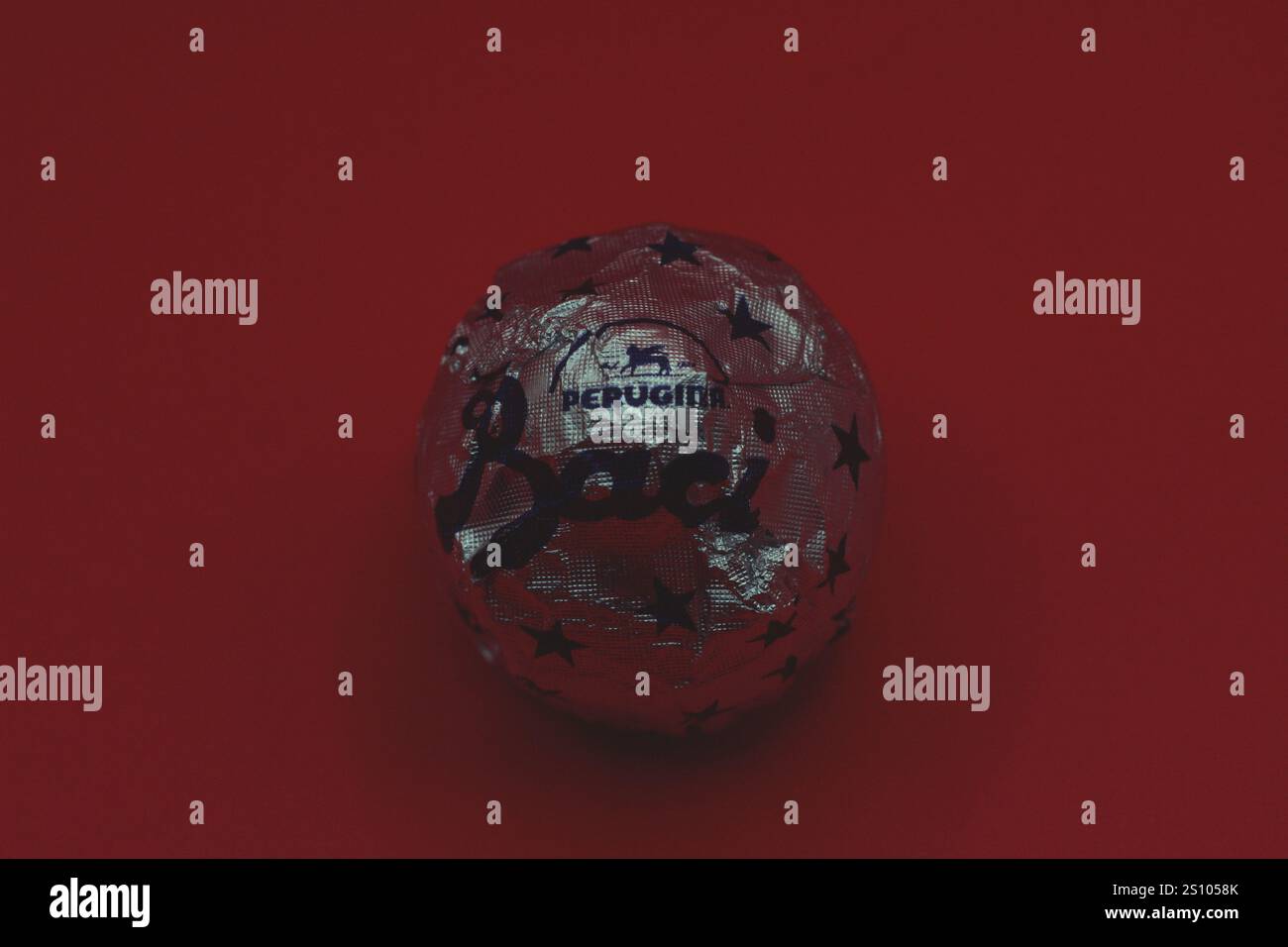 January 1st 2025, Florence, Italy . Bacio Perugina, top down view of ...