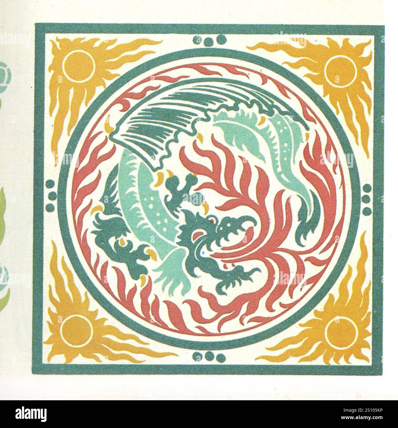 A vintage Art Nouveau dragon motif on a white background Stock Photo ...
