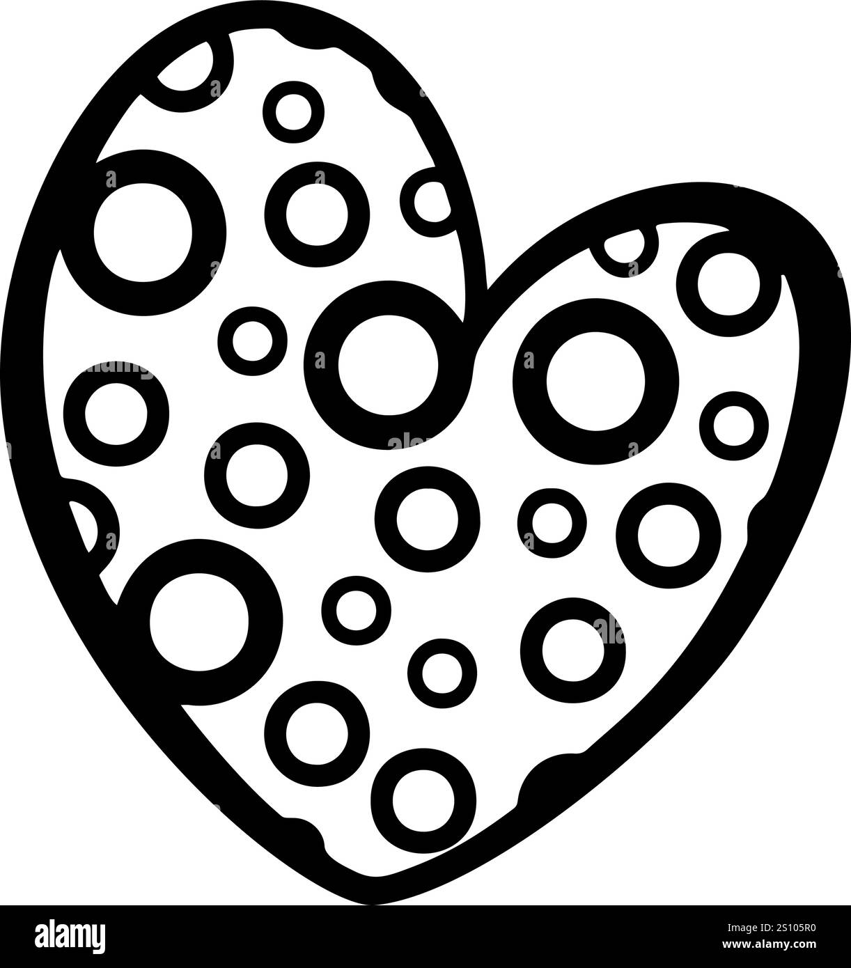 Black silhouette heart filled with abstract shapes for trendy designs ...