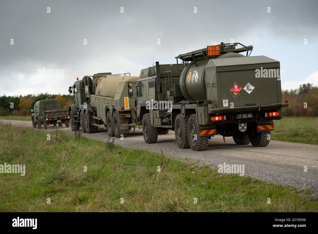 British army Oshkosh 6x6 wheeled tanker Logistic Support and Transport Regiments in action on a ...