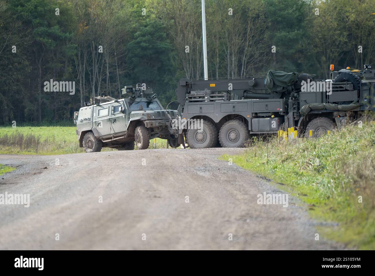 British army MAN SVR (Support Vehicle Recovery) 8x8 Truck towing a ...