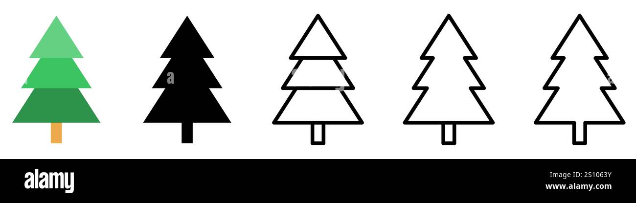 Christmas tree icon. Set of black Christmas tree icons. Christmas ...