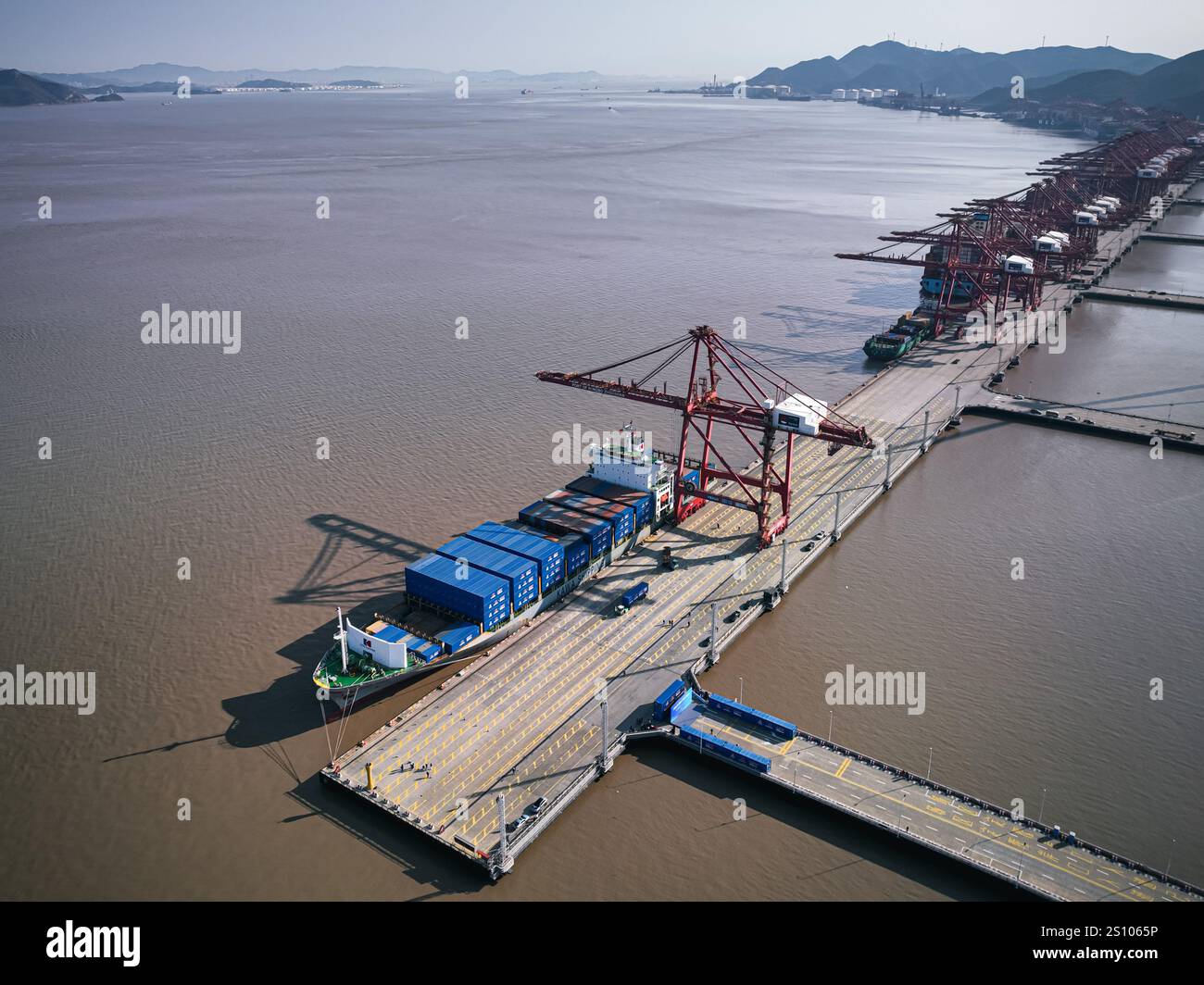 (241230) -- NINGBO, Dec. 30, 2024 (Xinhua) -- This aerial drone photo ...