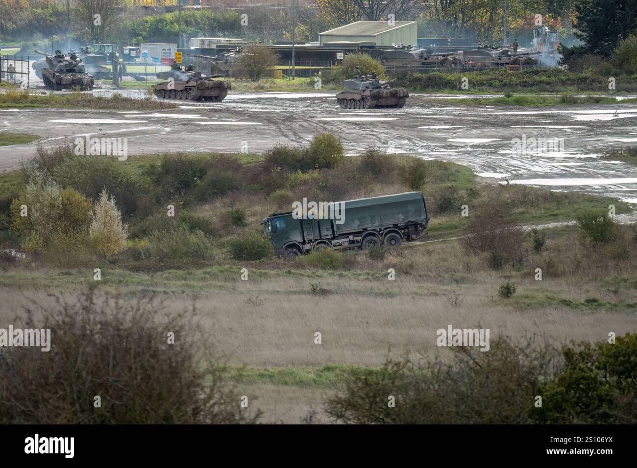 a squadron of British army FV4034 Challenger 2 ii main battle tanks ...
