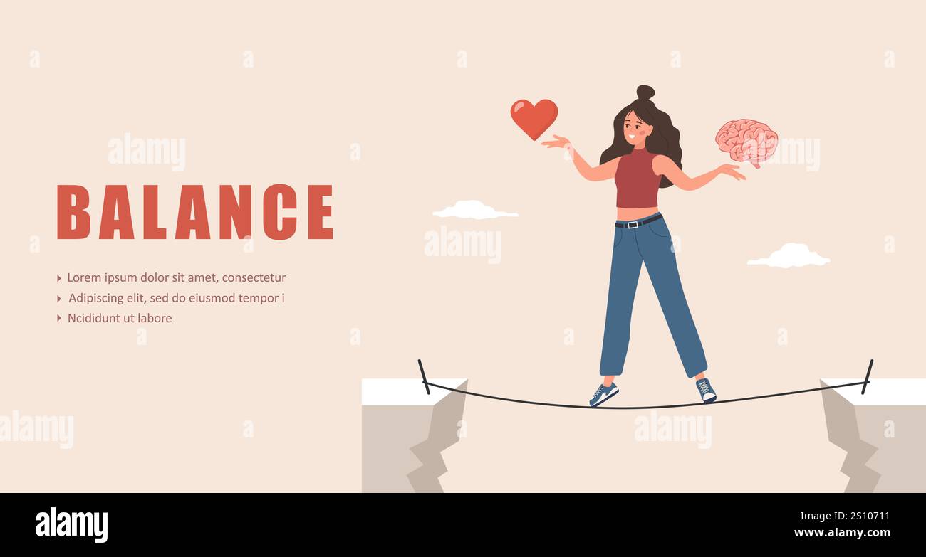 Brain and Heart Balance. Emotional Intelligence concept. Female ...