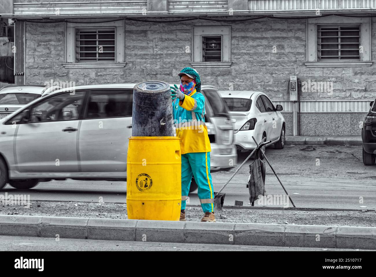 Street Cleaner - on B&W Stock Photo - Alamy