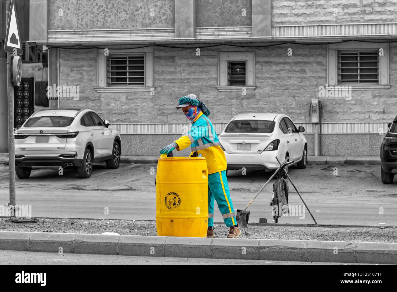 Street Cleaner - on B&W Stock Photo - Alamy