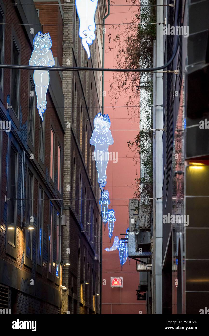 The Glowing 'Blue Cupids', Chinatown, Haymarket, Sydney, NSW, Australia ...