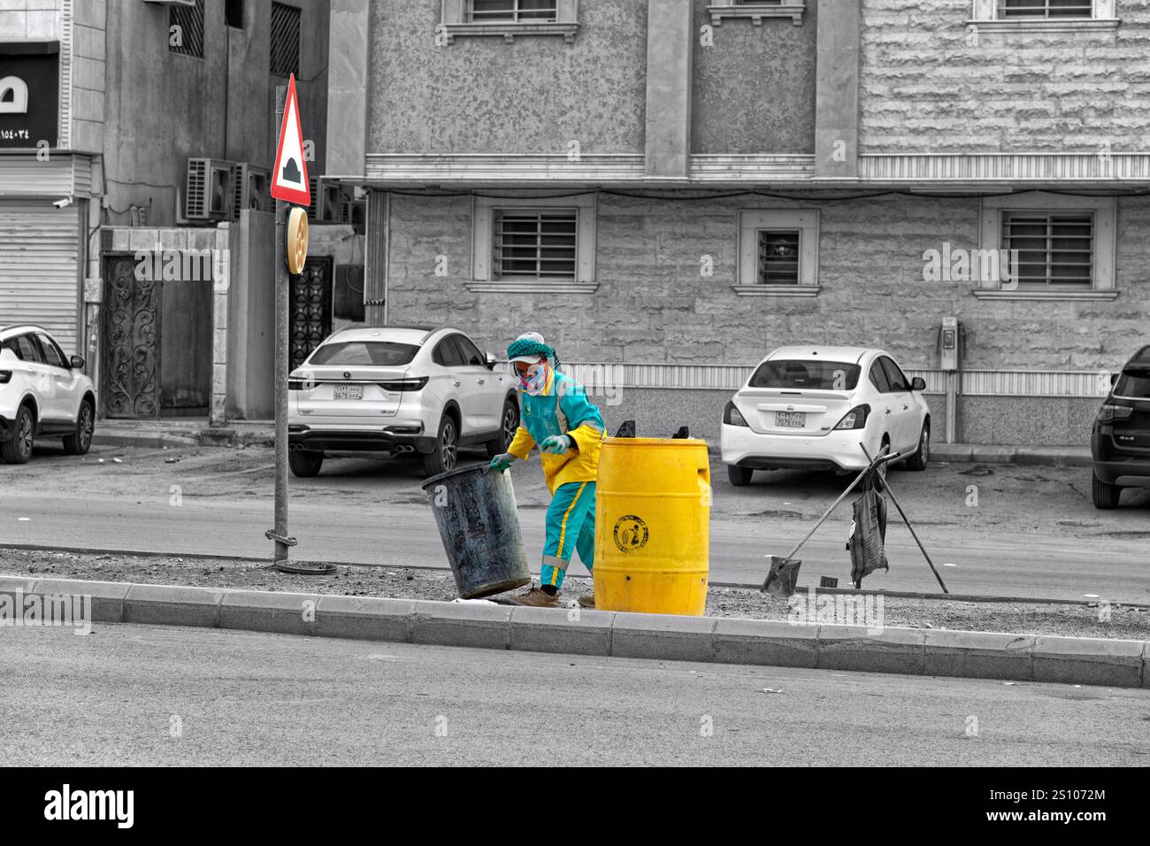 Street Cleaner - on B&W Stock Photo - Alamy