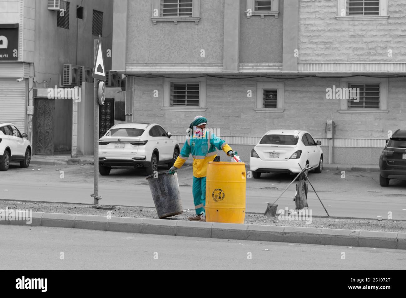 Street Cleaner - on B&W Stock Photo - Alamy