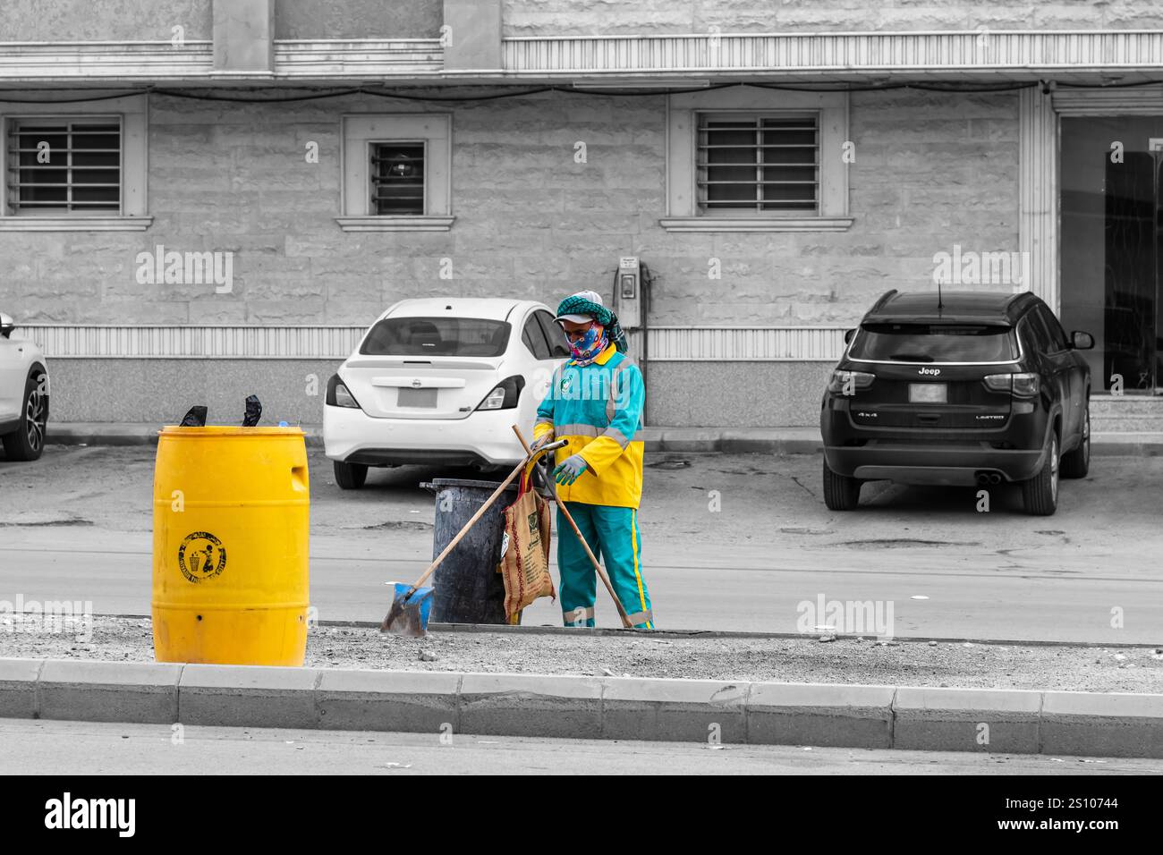 Street Cleaner - on B&W Stock Photo - Alamy