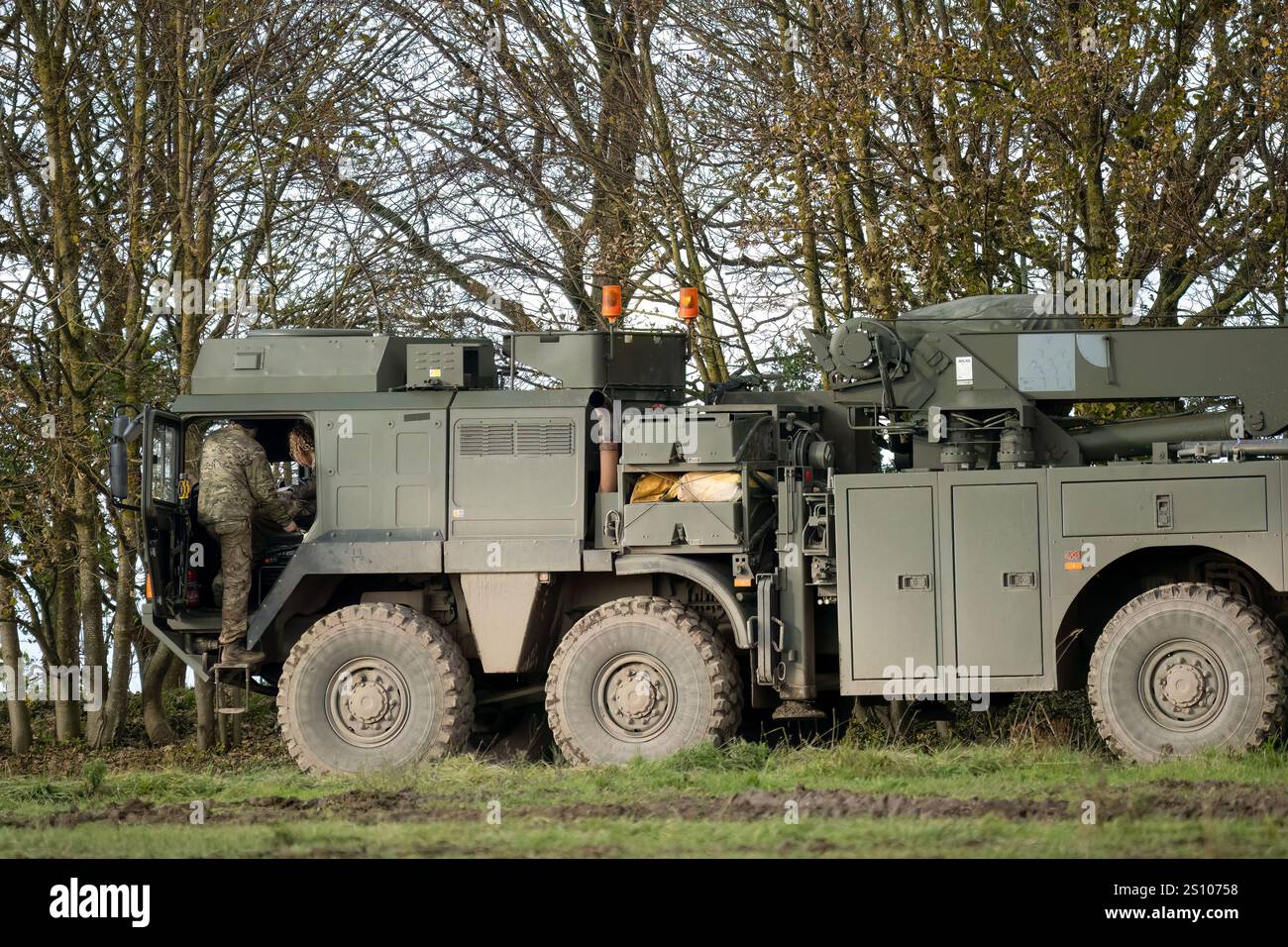 close-up of a British army MAN SVR (Support Vehicle Recovery) 8x8 Truck ...